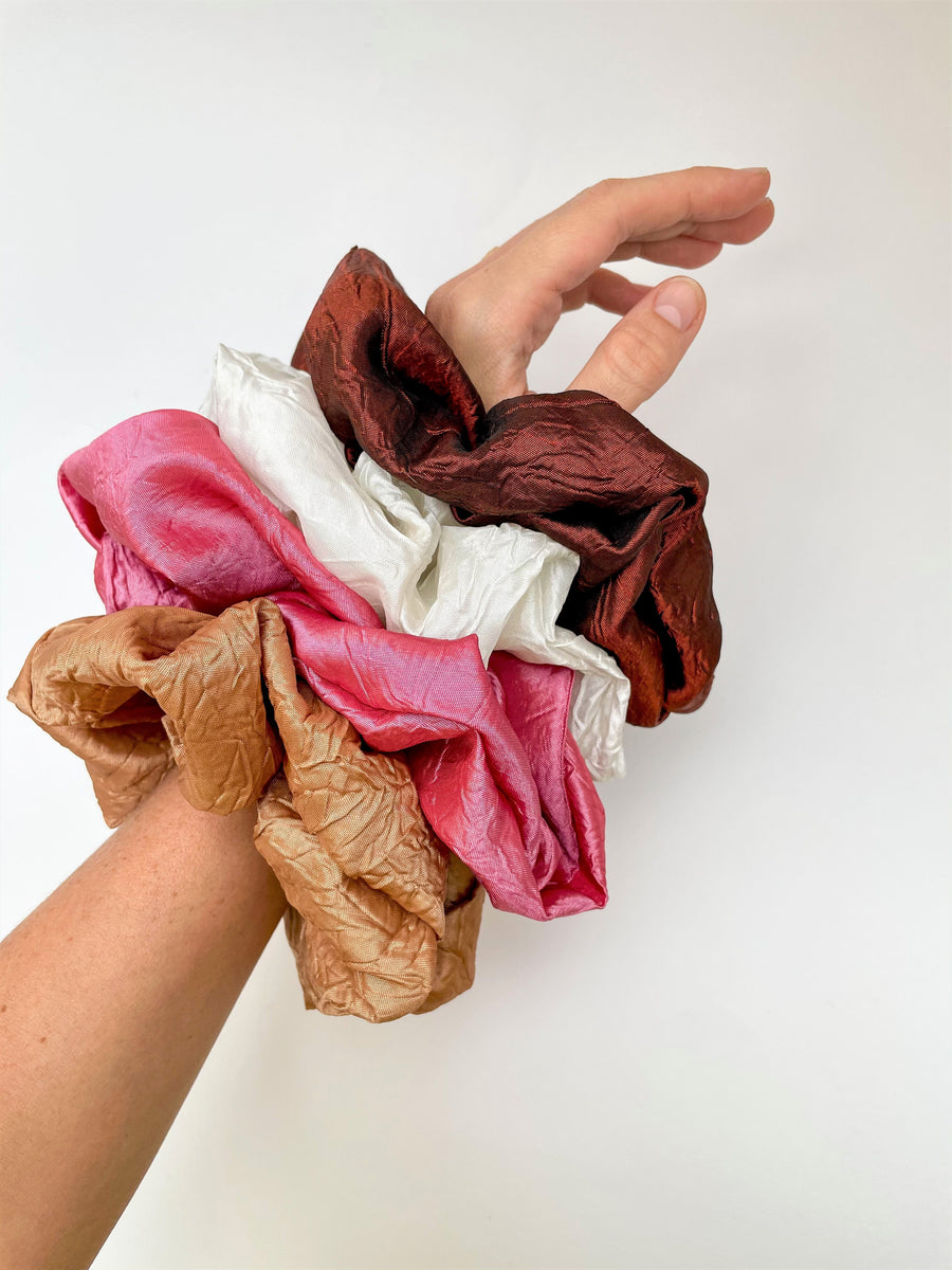 THE RACHEL TAFFETA SUPER SCRUNCHIES - SET OF 4 – barethreads